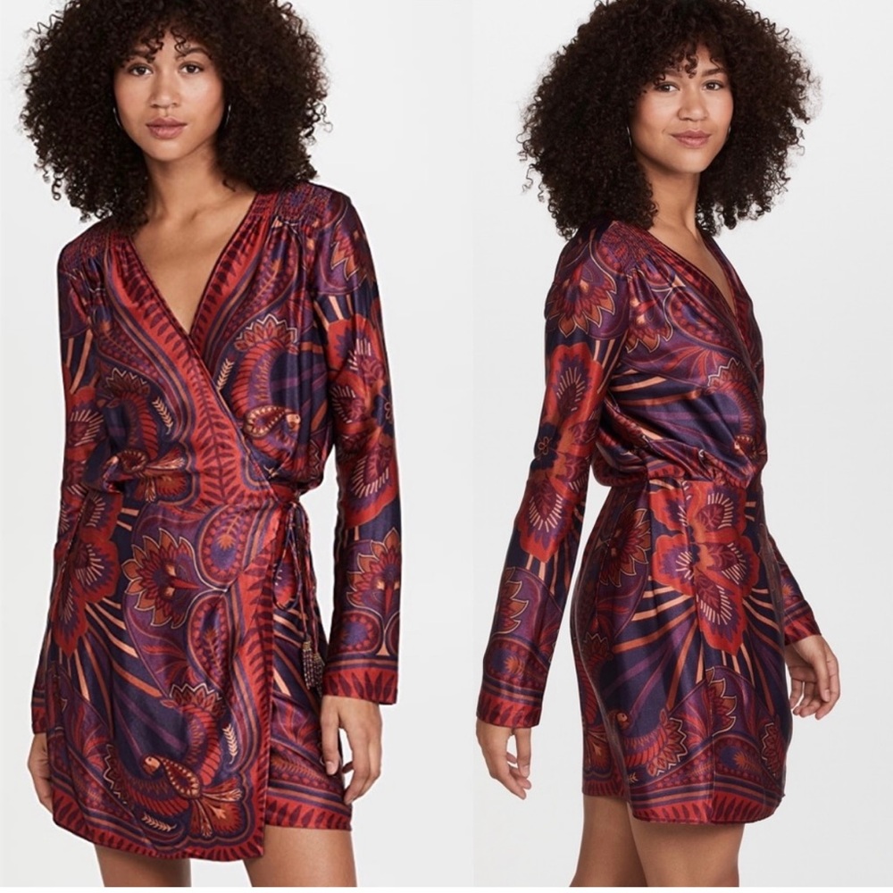 Farm Rio Macaw Arabesque Wrap Mini Dress - Gem